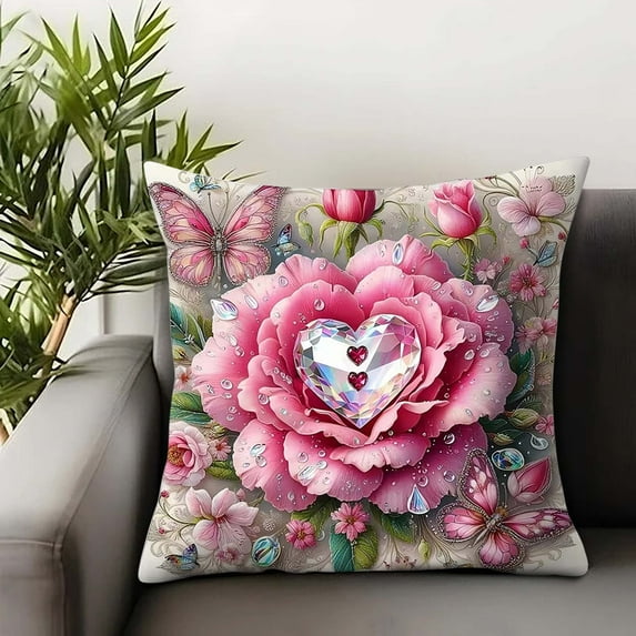 Giunmcul Rose Pattern Home Throw Pillow Cover Sofa Bed Decoration Soft ...