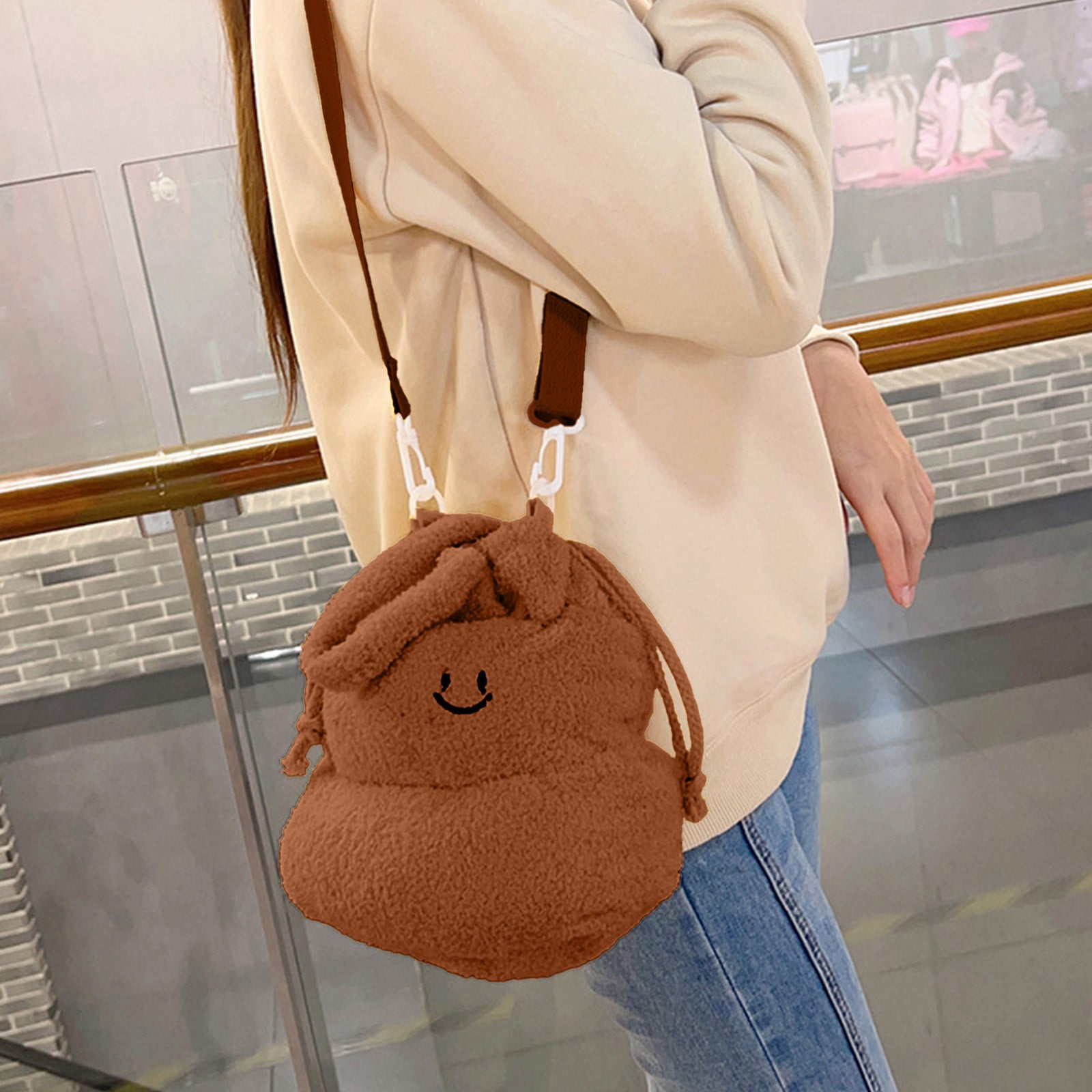 Giunmcul Today Discount Shoulder Bag Cute Fuzzy Poop Shape Handbag for ...