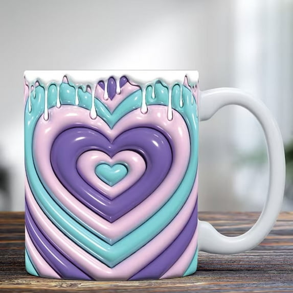 Giunmcul Valentines 3D Visual Heart Ceramic Coffee Mug Cup Unique ...