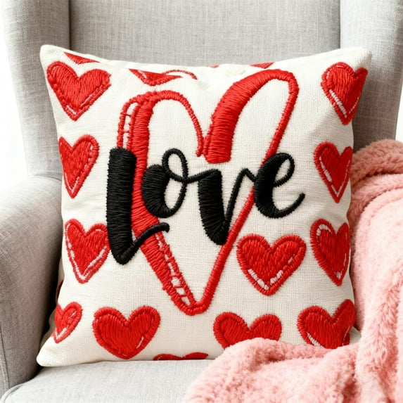 Giunmcul Valentines Day Heart Throw Pillow Cover Red Romantic Sofa ...