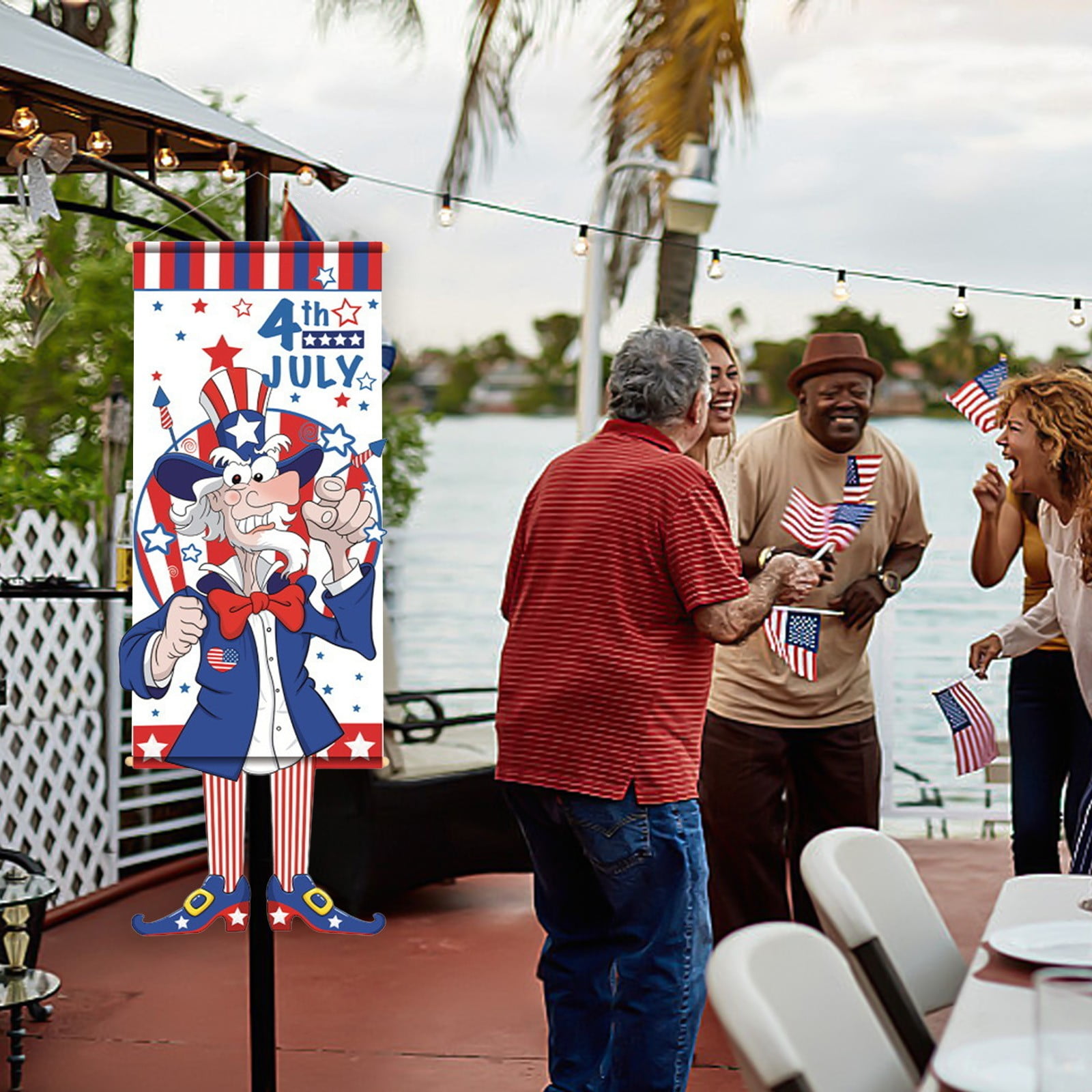 Giunmcul Wal-Mart Deals 2025 New Independence Day Hanging Fabric Decoratives, Gnome Scene ...