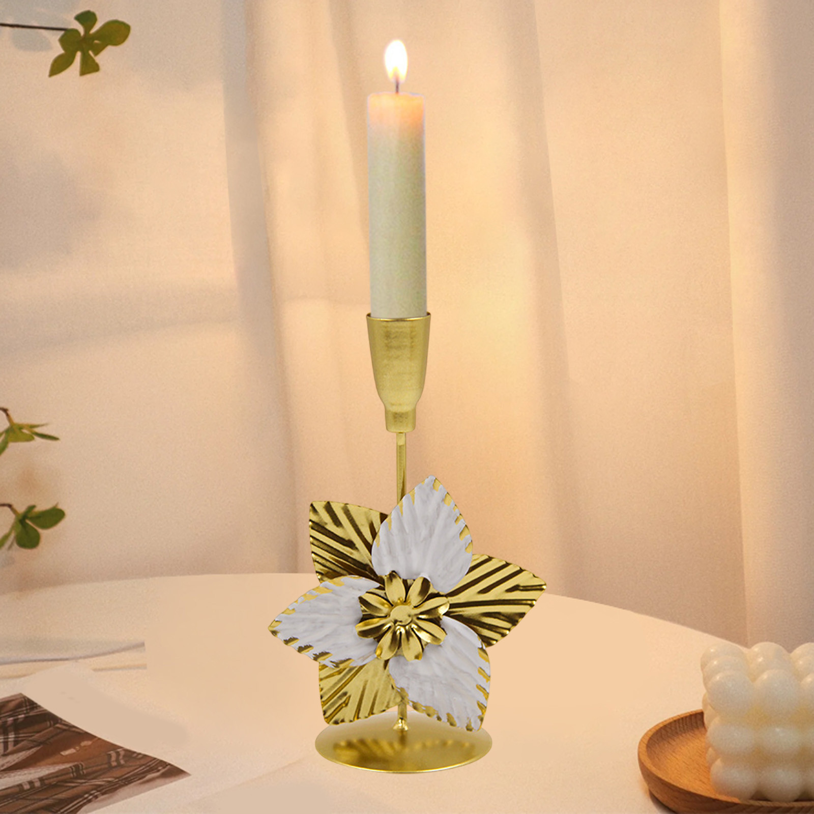 Giunmcul up to 50% Off Handpainted Vintage Flowers Metal Candlesticks ...