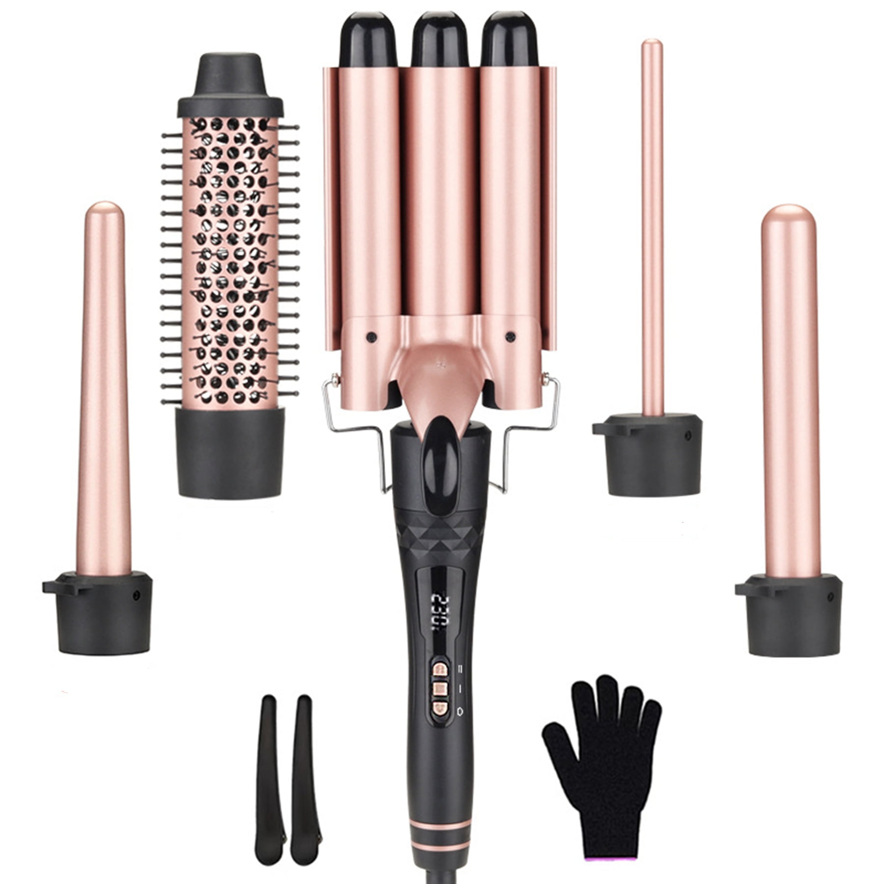 GivAngel 5 in 1 Curling Wand Set, Dual Voltage Curling Iron Set with 5 ...