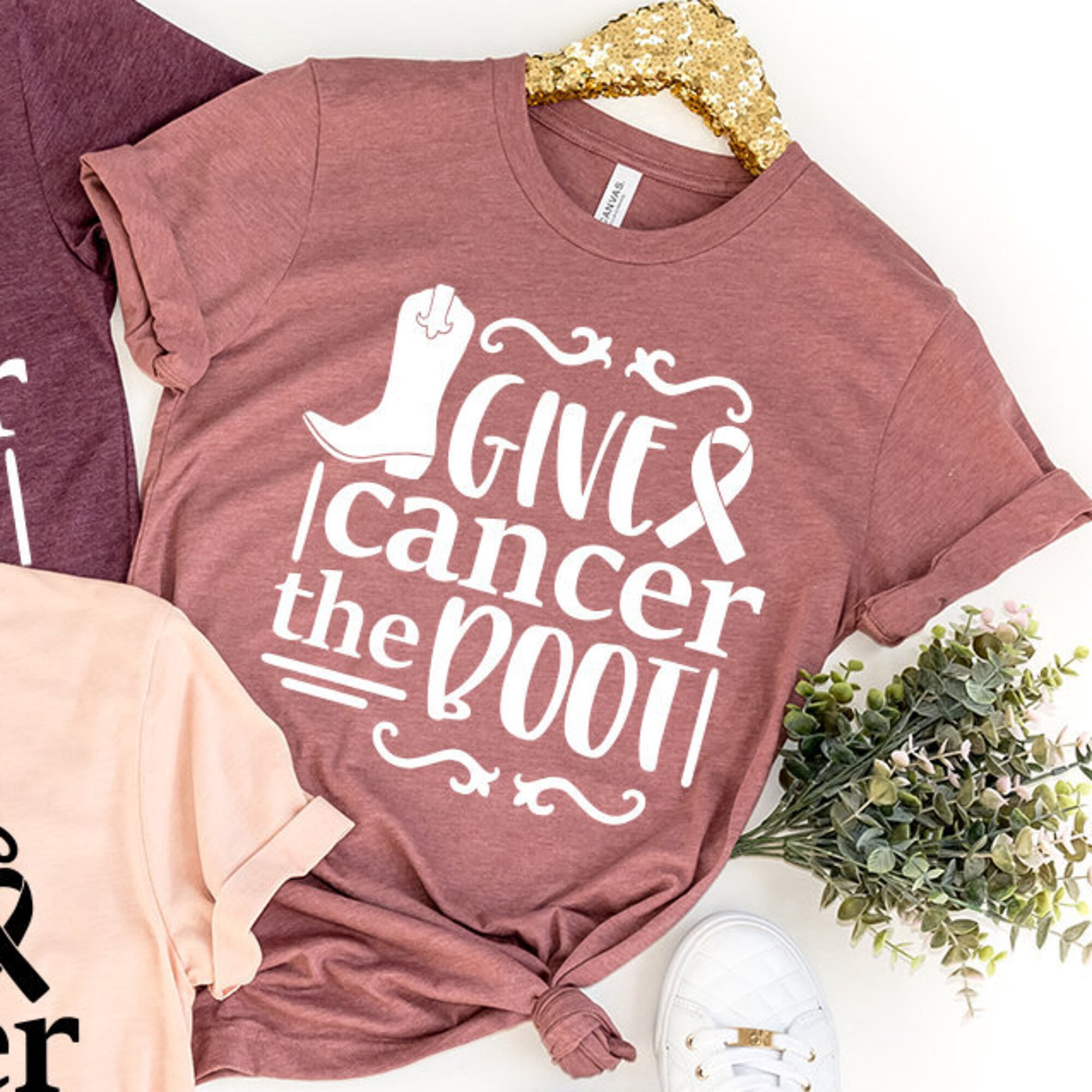 Give Cancer The Boot Shirt Cancer Support Shirt Cancer Worrier Shirt ...