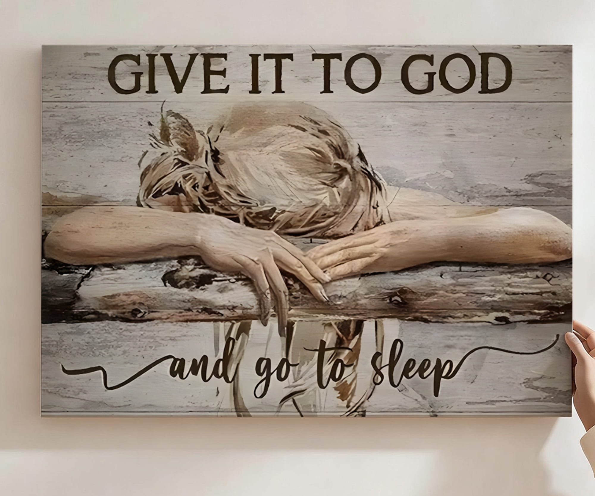 "Give It To God And Go To Sleep" Canvas Wall Art, Christian Rest Decor ...