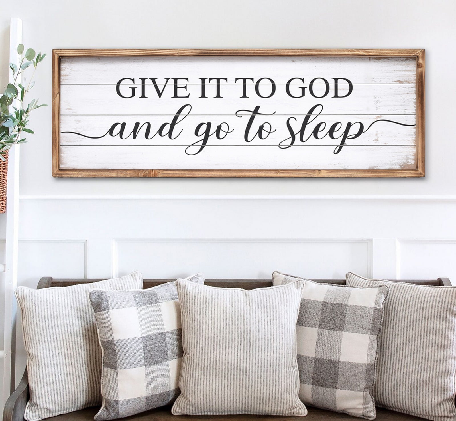 Give It to God and Go to Sleep Sign for Bedroom Wall Decor, Large ...