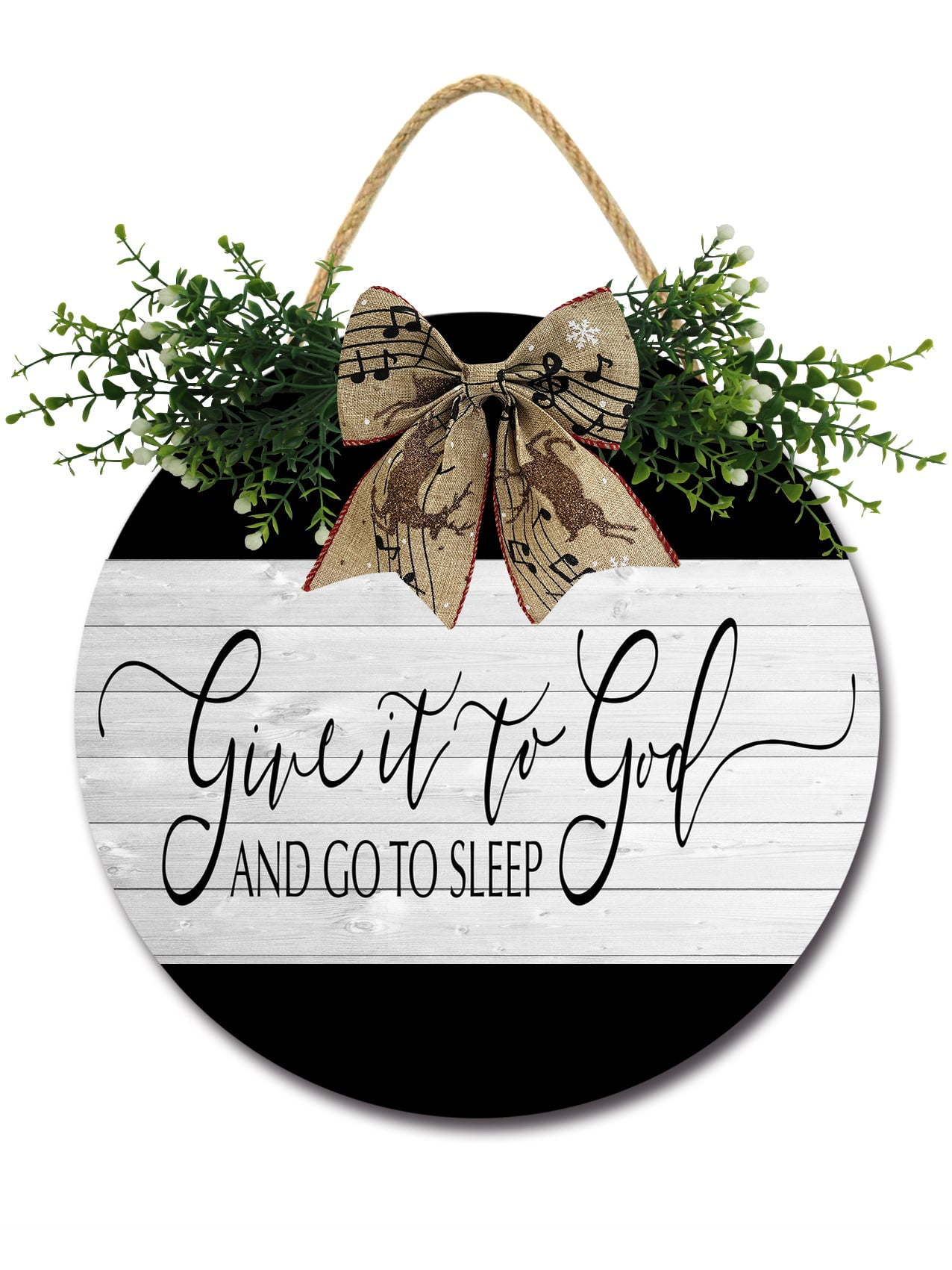 Give It To God And Go To Sleep Sign Front Door Porch Decorations, Round ...