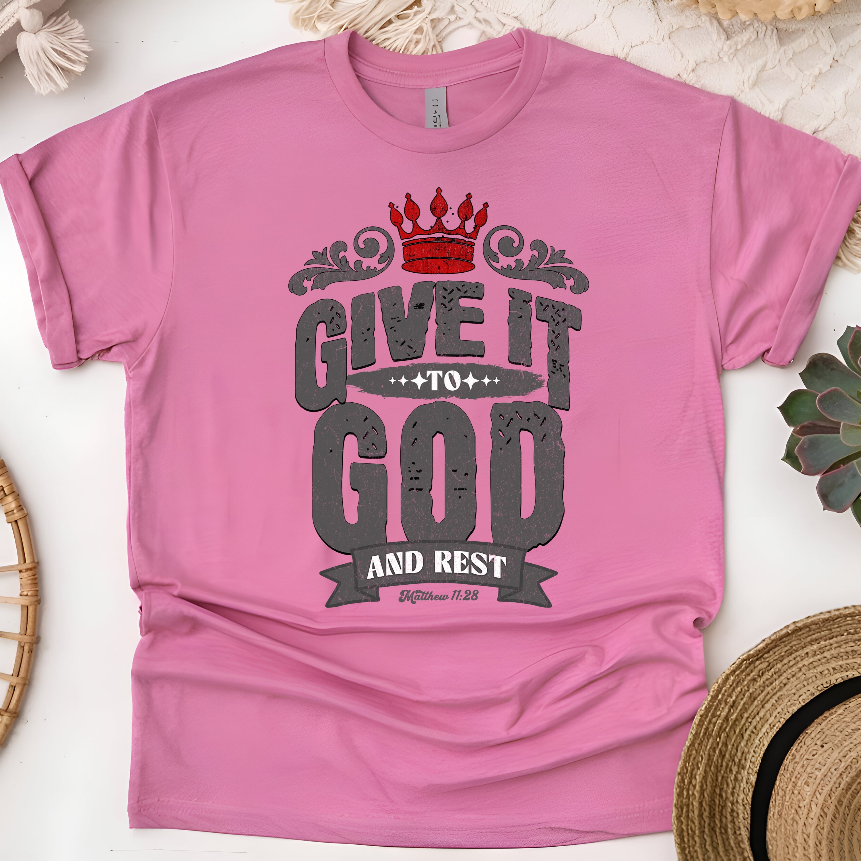 Give It to God and Rest Christian T-Shirt, Matthew 11:28 Bible Verse ...
