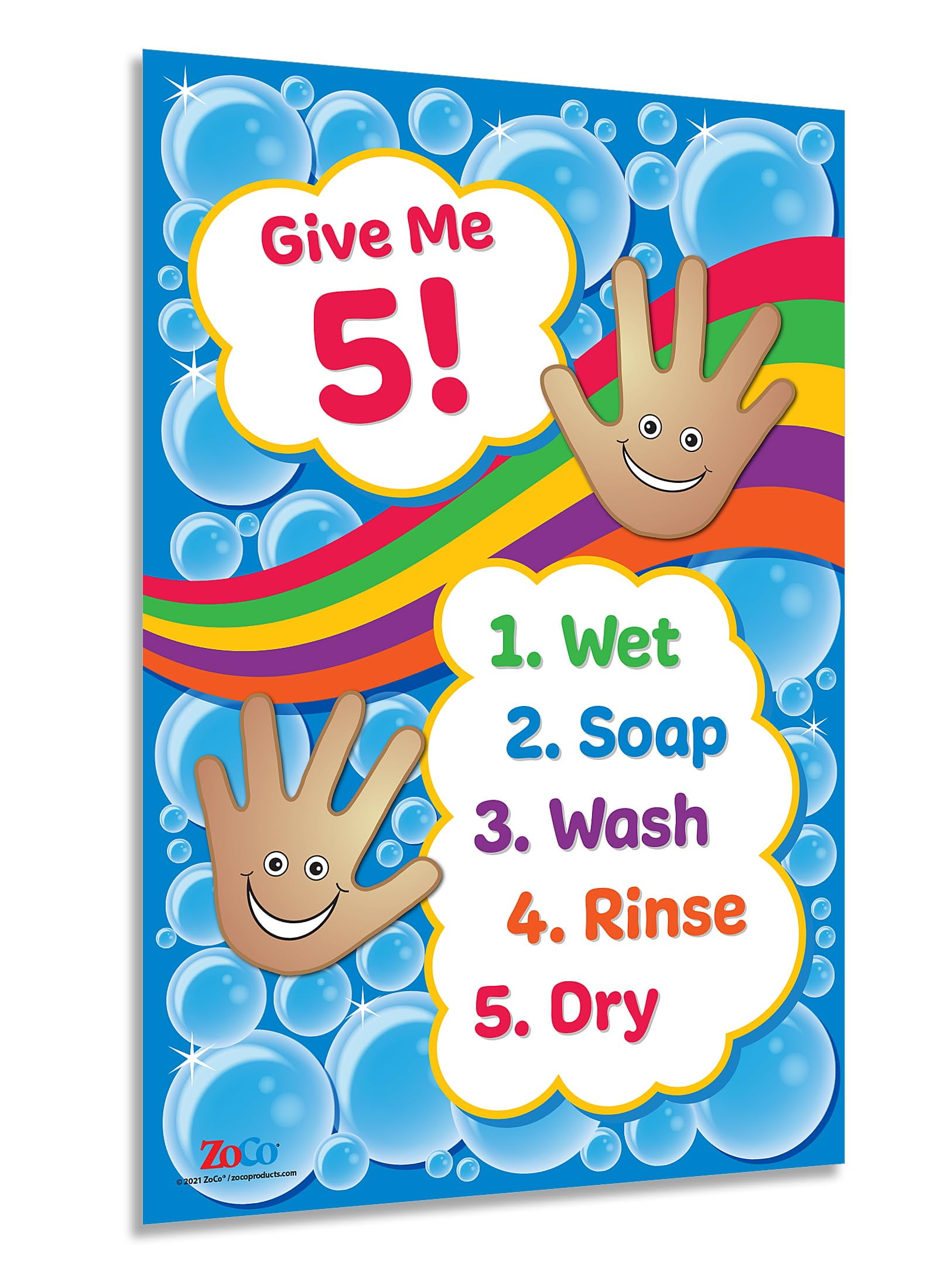 Give Me 5 Handwashing Poster - Laminated, 12 x 18 inches - Wash Hands ...