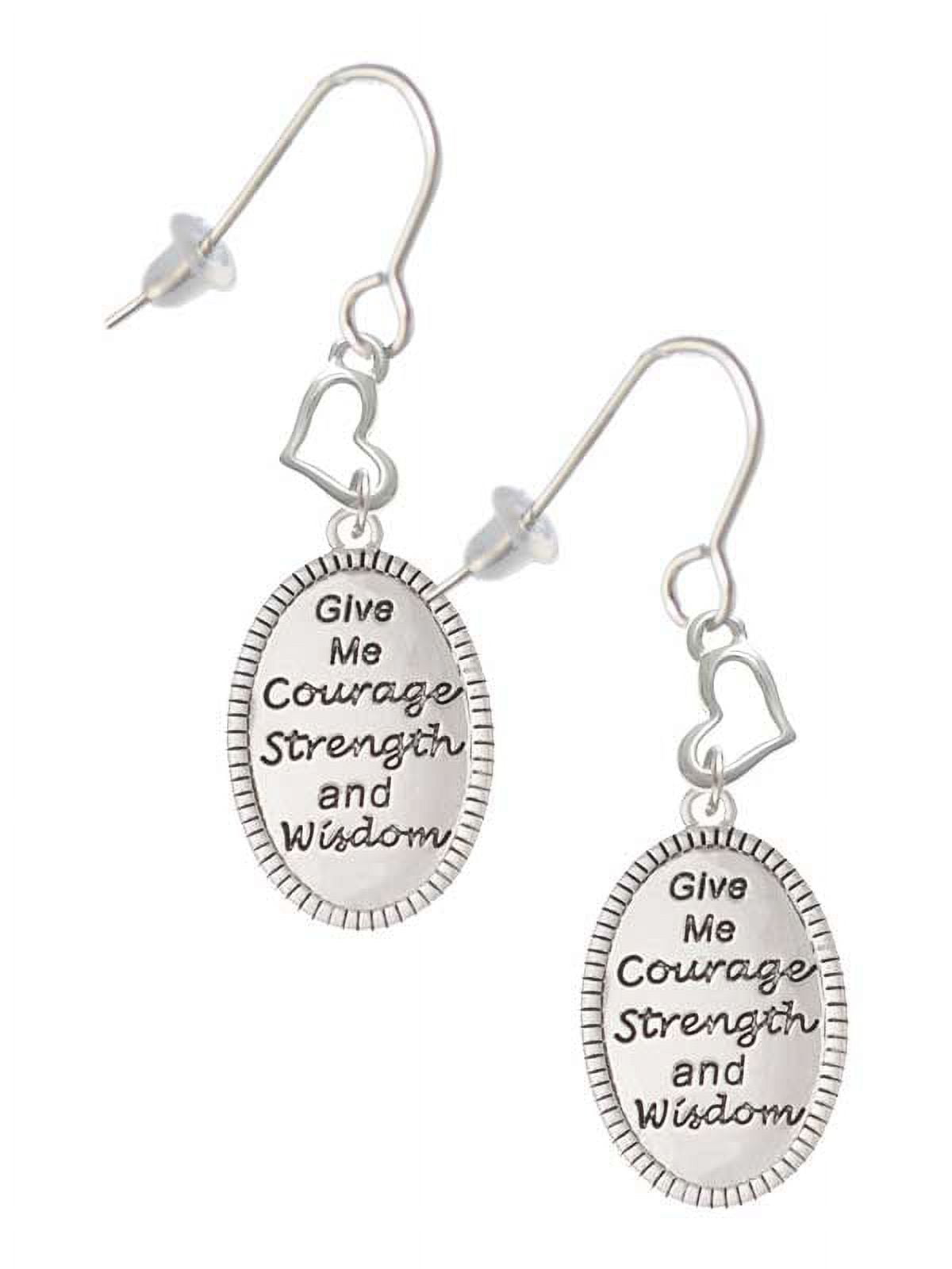 Give Me Courage Strength Wisdom Medallion Heart French Earrings ...
