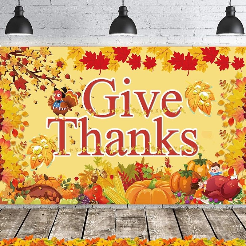 Give Thanks Extra Large Fabric Sign Poster Banner Backdrop Pumpkin ...