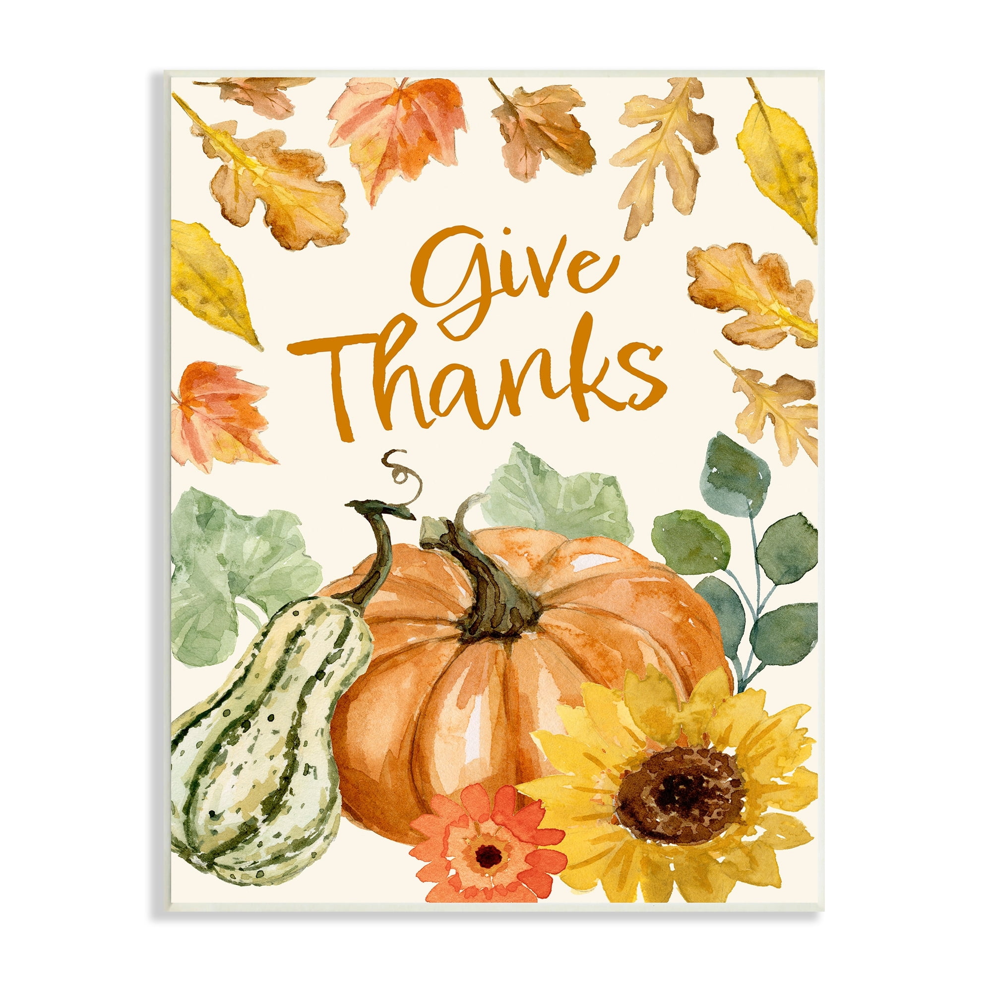 Give Thanks Harvest Gourds Leaves Autumnal Border Botanical & Floral ...