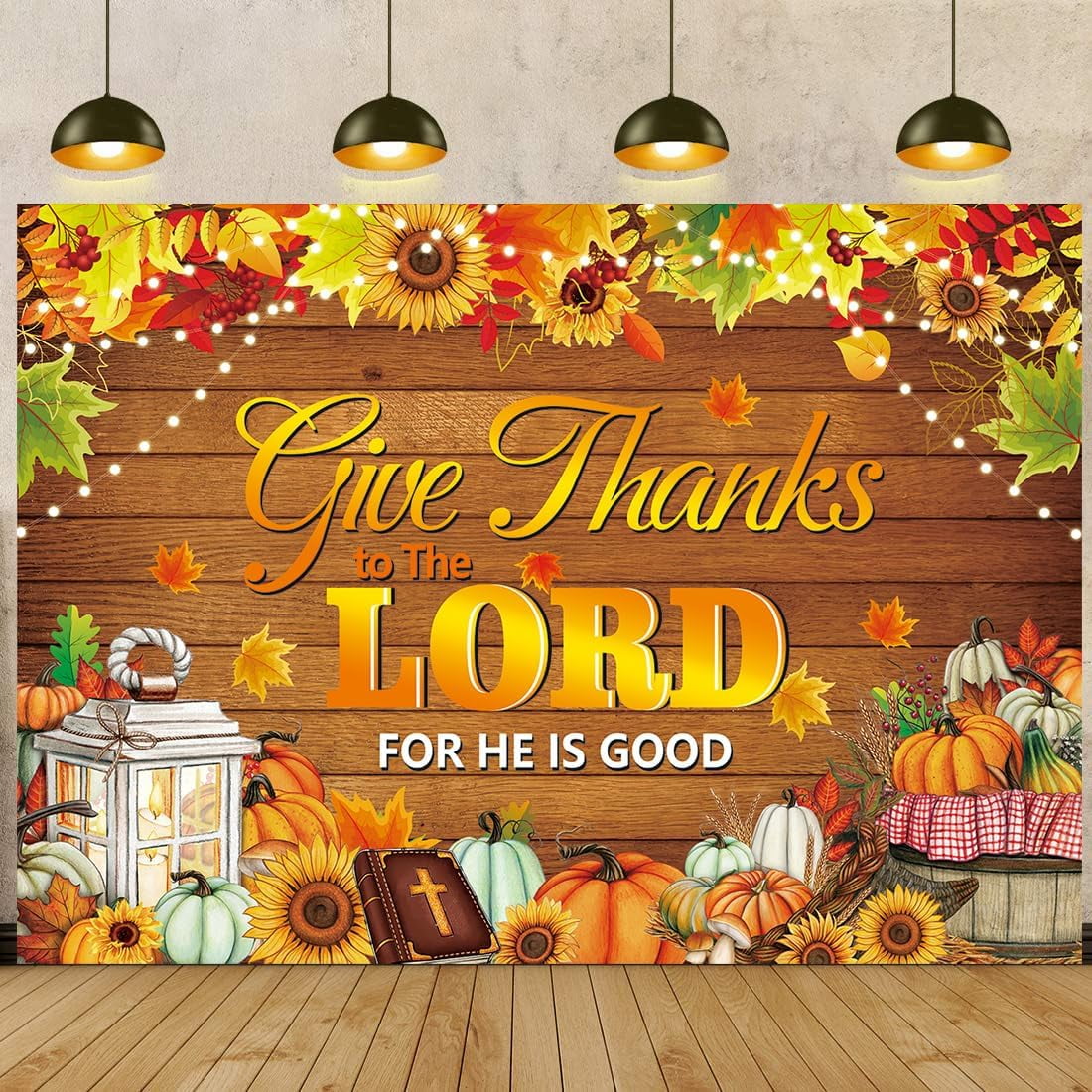 Give Thanks to The Lord Banner Backdrop Christian Thanksgiving ...