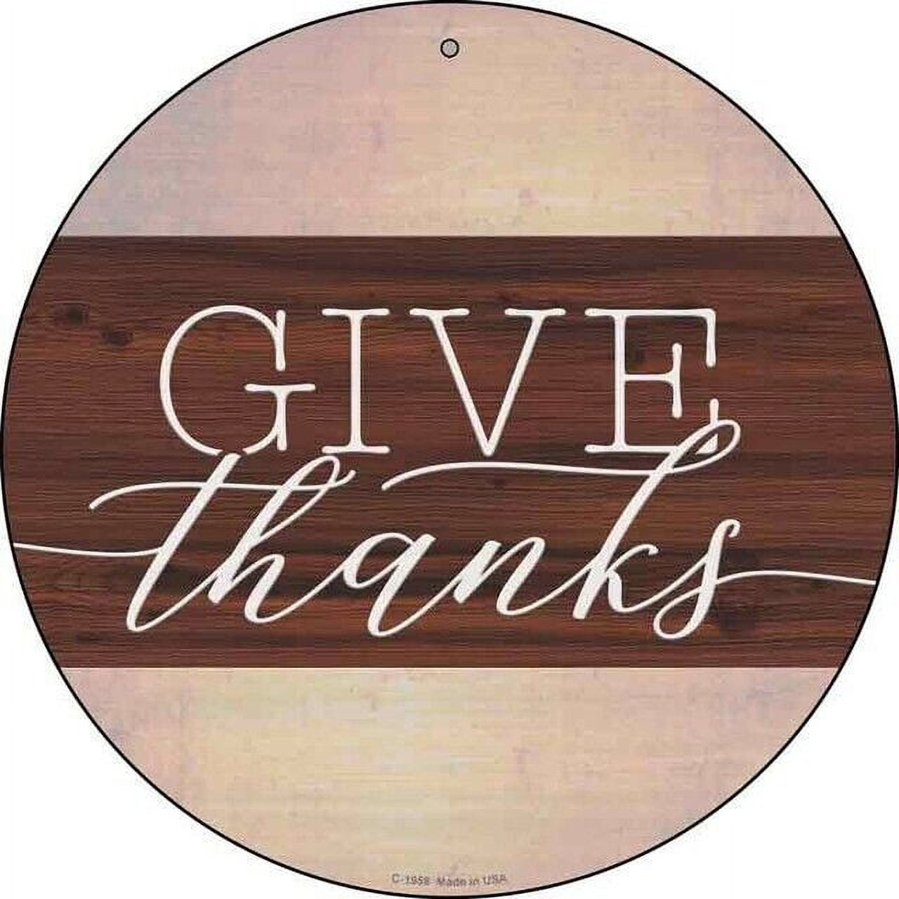 Give Thanks Metal Plank Round Circular Metal Sign for Home Garage Wall ...