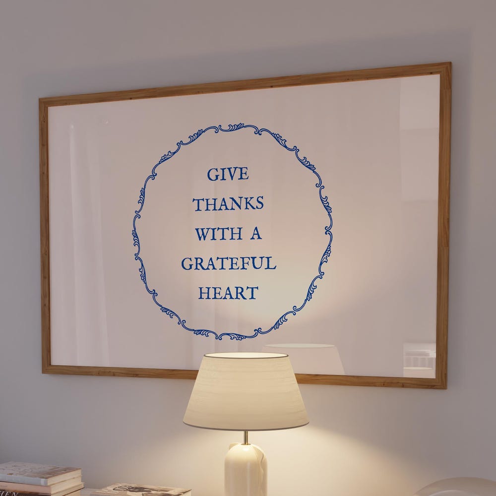 Give Thanks Print: Trendy Vintage Wall Art, Thankful Print UNFRAMED ...