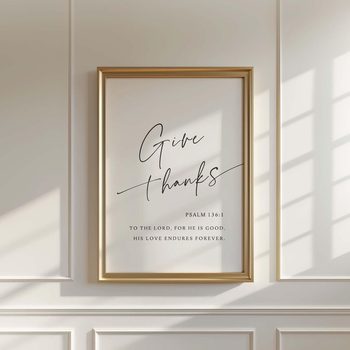 Give Thanks Psalm 136 1 Scripture Wall Art, Unframed Paper Print Size ...