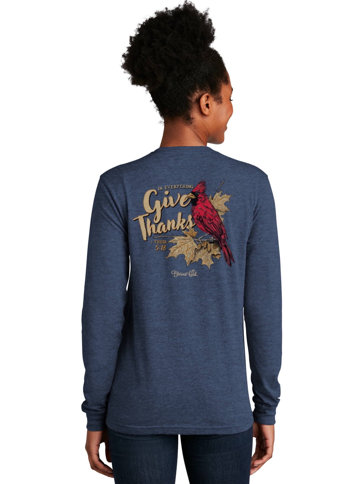 Blessed Girl Womens Long Sleeve T-Shirt Give Thanks LG - Walmart.com