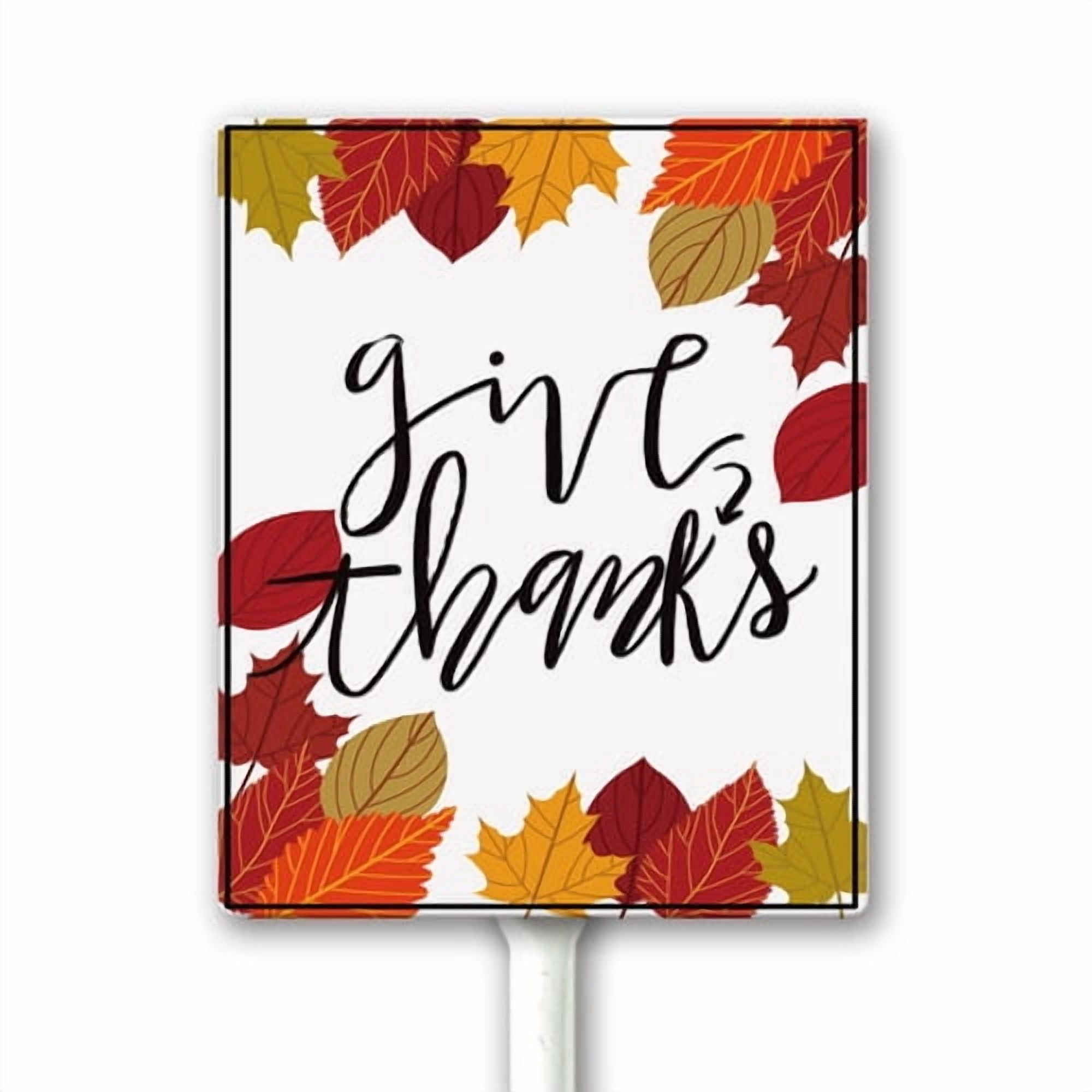 Give Thanks Yard Sign Happy Thanksgiving Outdoor Decoration Fall Leaves ...