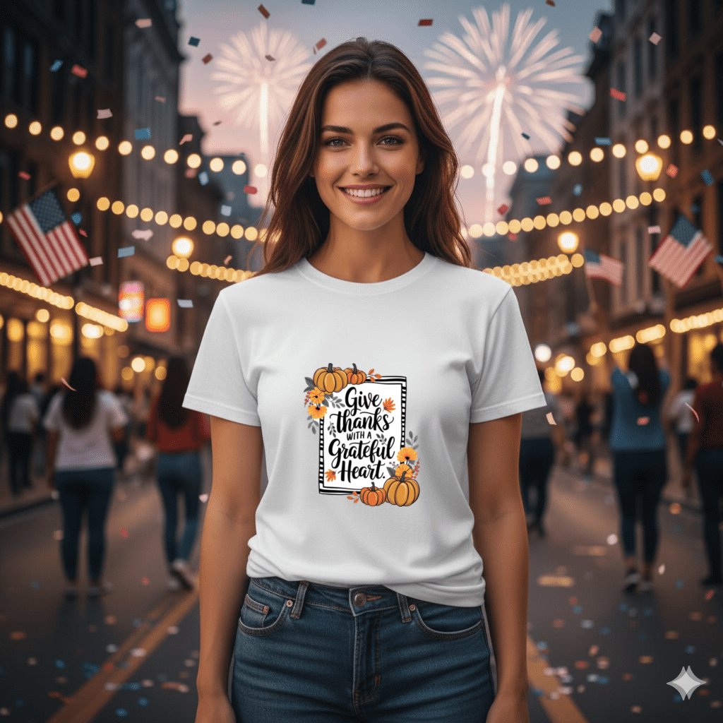 Give Thanks with Grateful Heart Autumn Faith Design Unisex T-Shirt, up ...