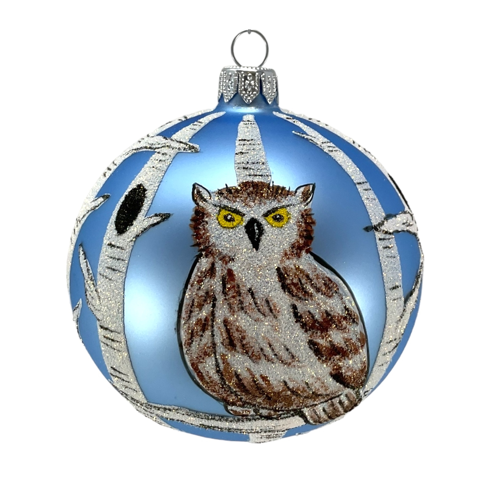 Give a Hoot Owl Ball Ornament Polish Glass High Design Collection by ...