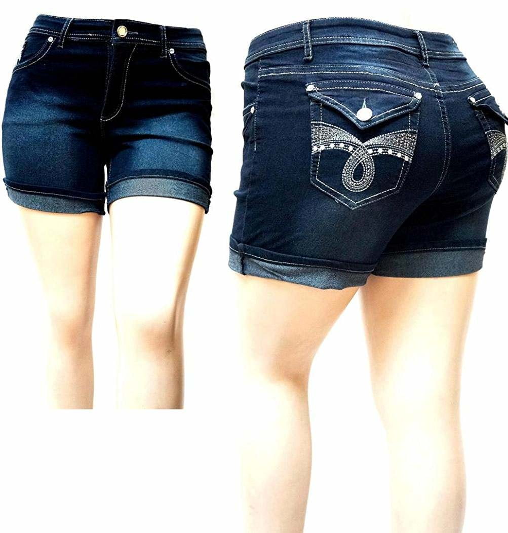Give me Five Women's Plus Size Dark Blue Denim Jeans Short Stretch ...