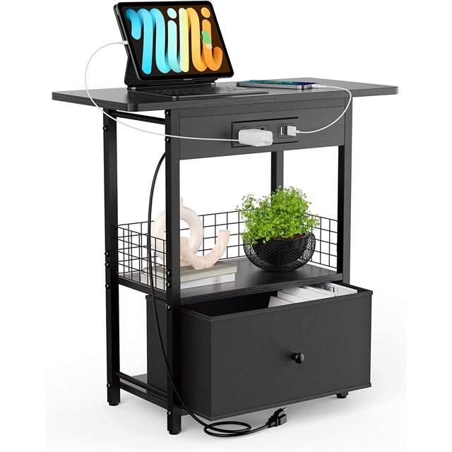 GiveBest 25.5” Nightstand with Charging Station, USB Ports, Outlets ...