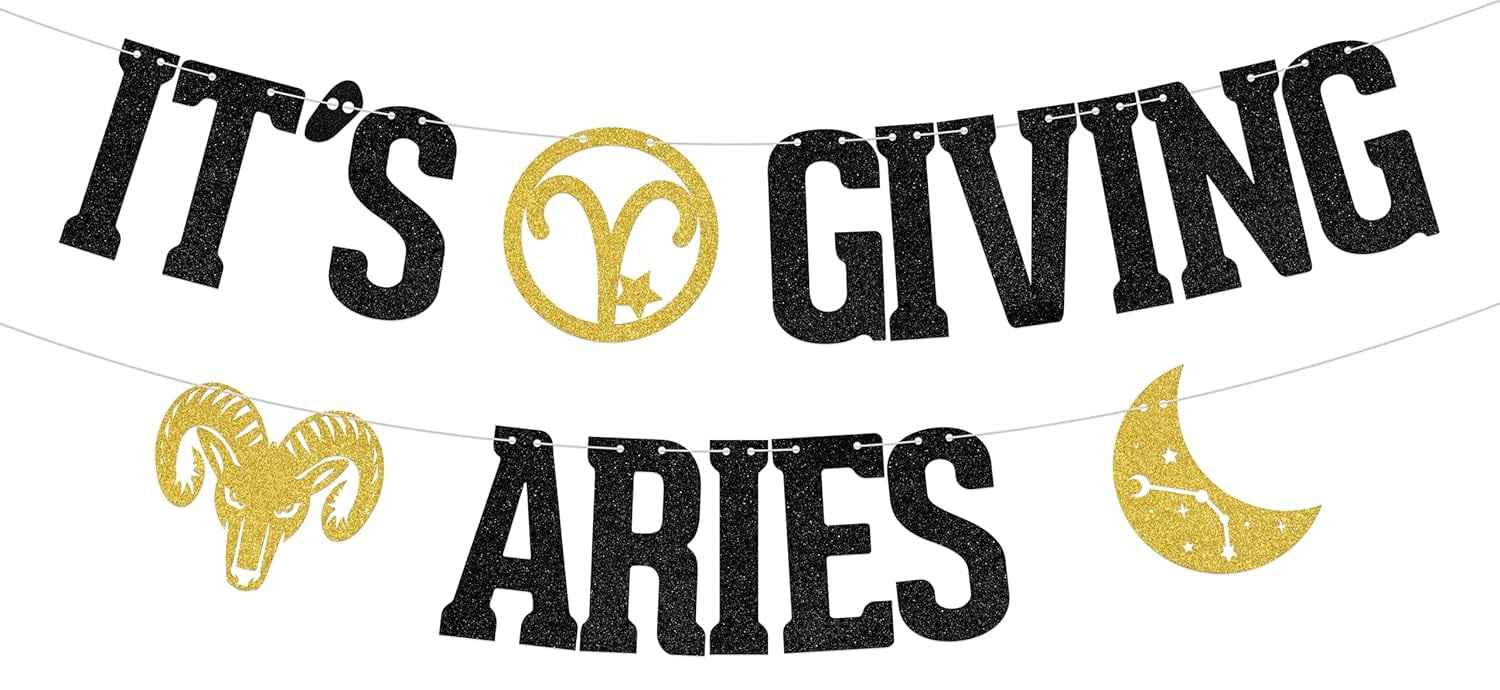 It's Giving Aries Banner, Happy Birthday Aries Party Decoration, Big ...