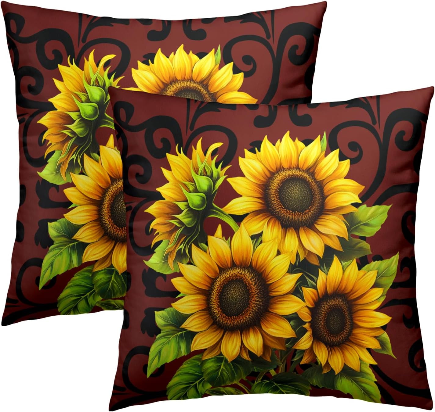 Giwawa Sunflower Floral Throw Pillow Covers 20x20 Inch Abstract Boho ...