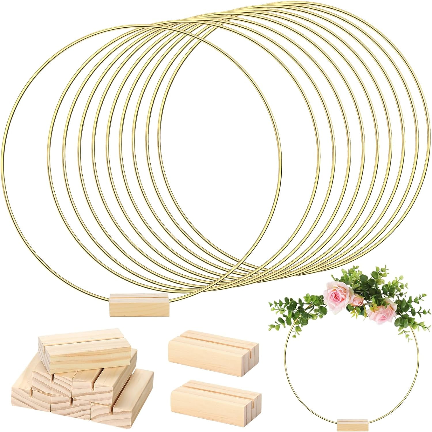 Gixusil 12 Inch Floral Hoop Centerpiece for Table Metal Hoop ...