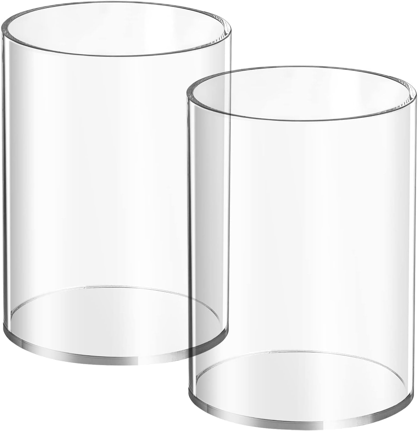 Gixusil 2 Pcs Clear Acrylic Pen Holder Round Acrylic Pencil Cup Clear ...