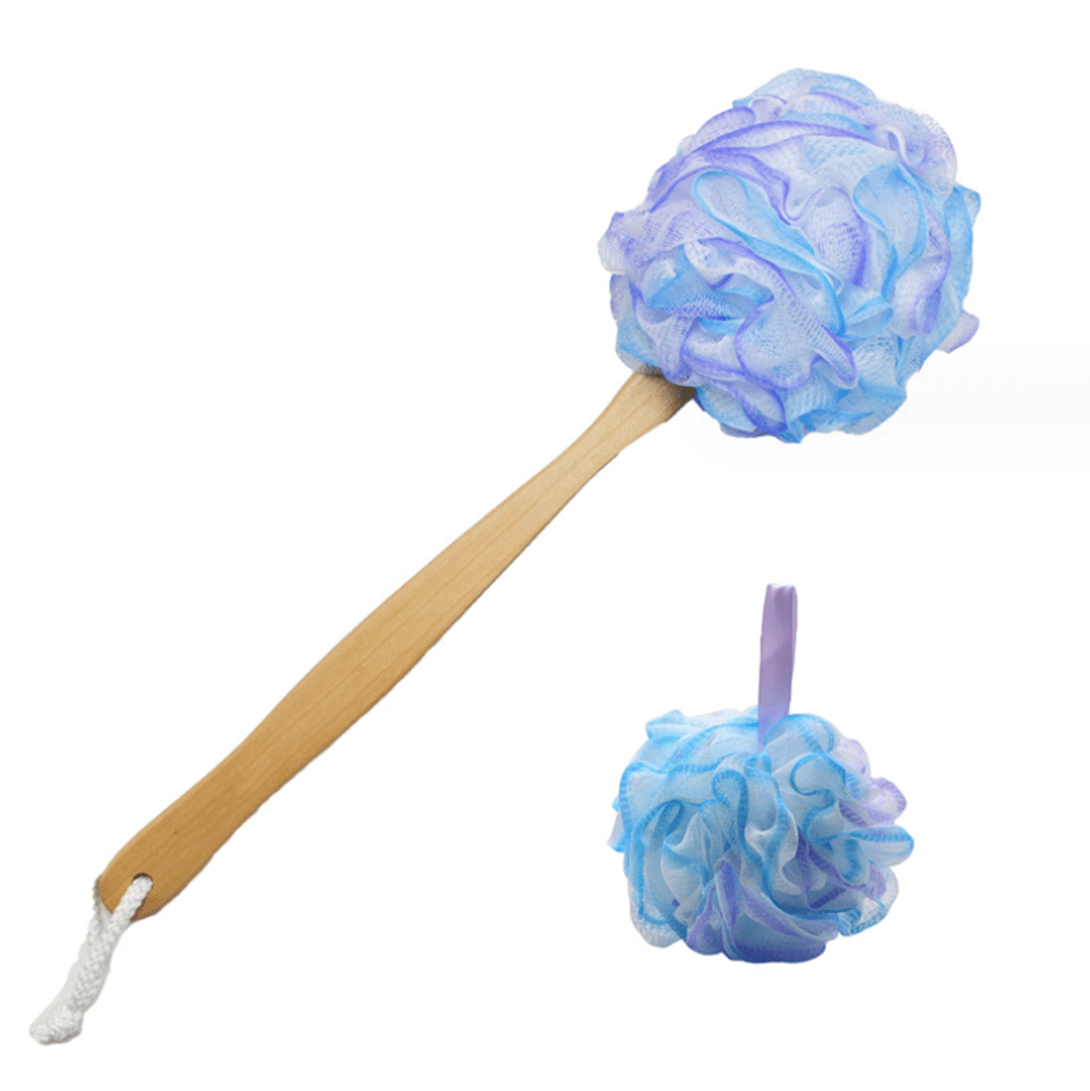 Gixusil Loofah Sponge Bath Body Brush Back Scrubber with Long Wooden ...