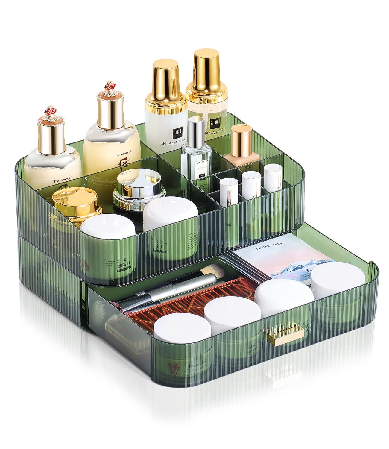 Gixusil Makeup Organizer, Green Acrylic Clear Cosmetic Organizer ...