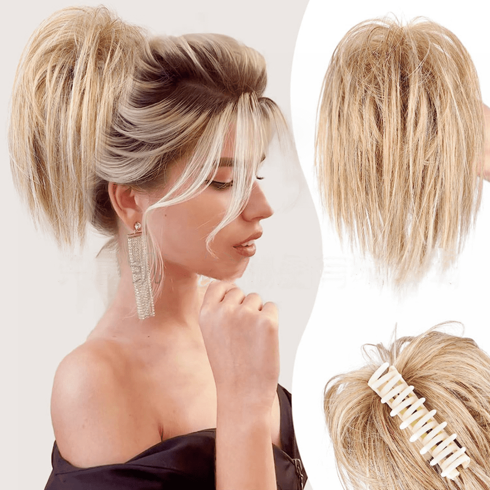 Gixusil Tousled Updo Messy Bun Hairpiece Hair Extension Ponytail with ...