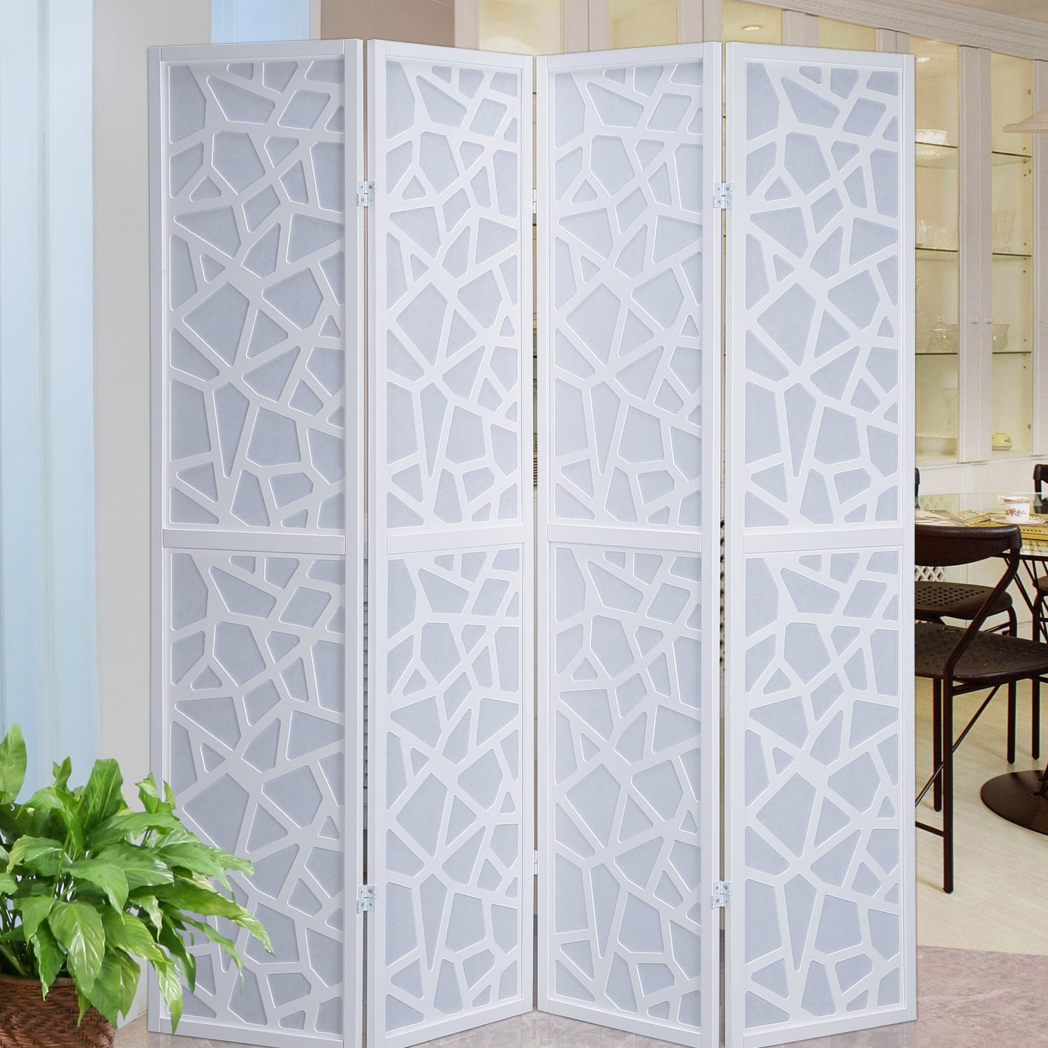 Giyano 4 Panel Screen Room Divider White - Walmart.com