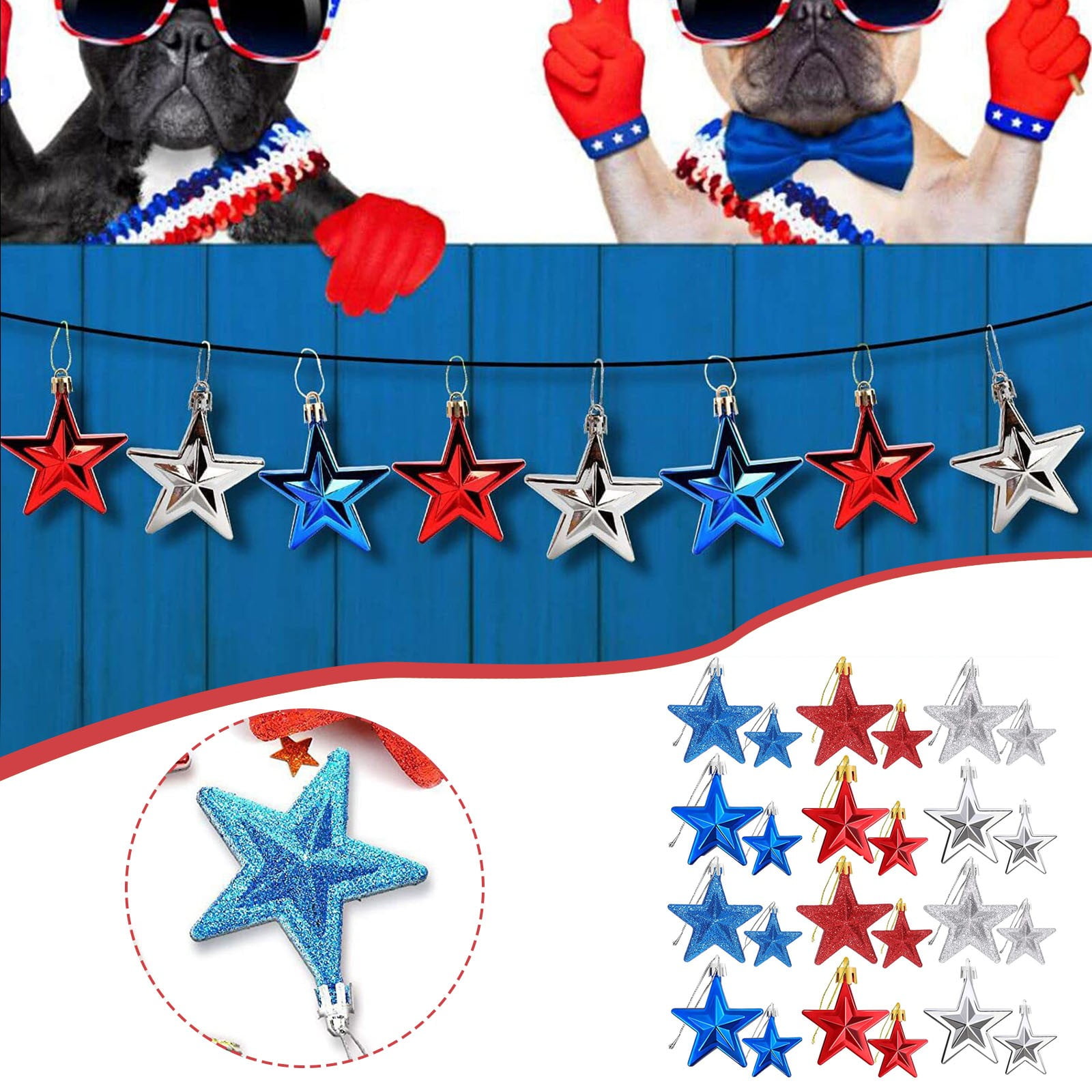 Giyblacko 4th Of July Independence Day Pendant Decoration 24 Pieces