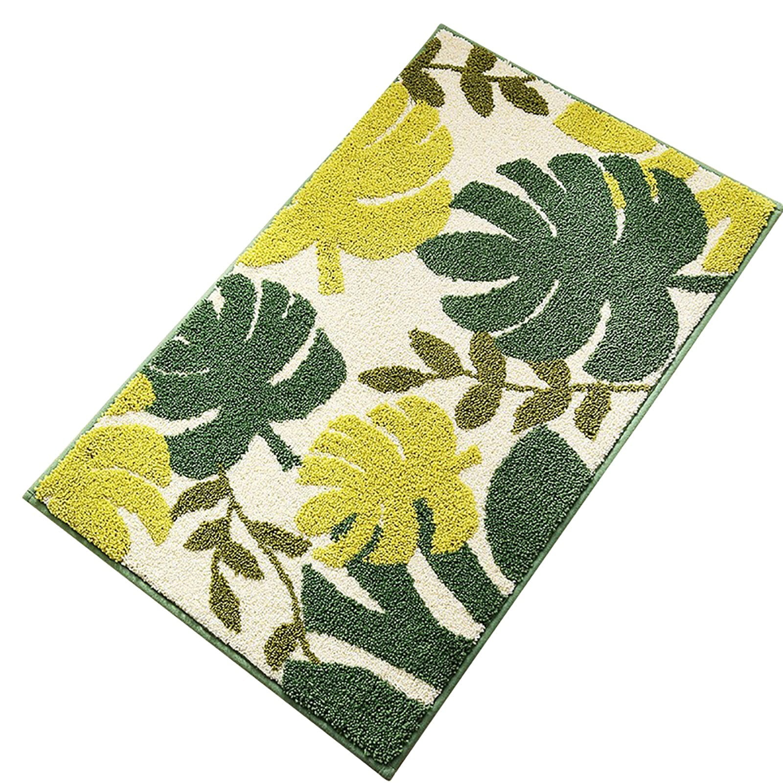 Giyblacko Area Rug Door Mats Leaf Pattern Bathroom Toilet Waterproof Microfiber Bath Mat Non ...
