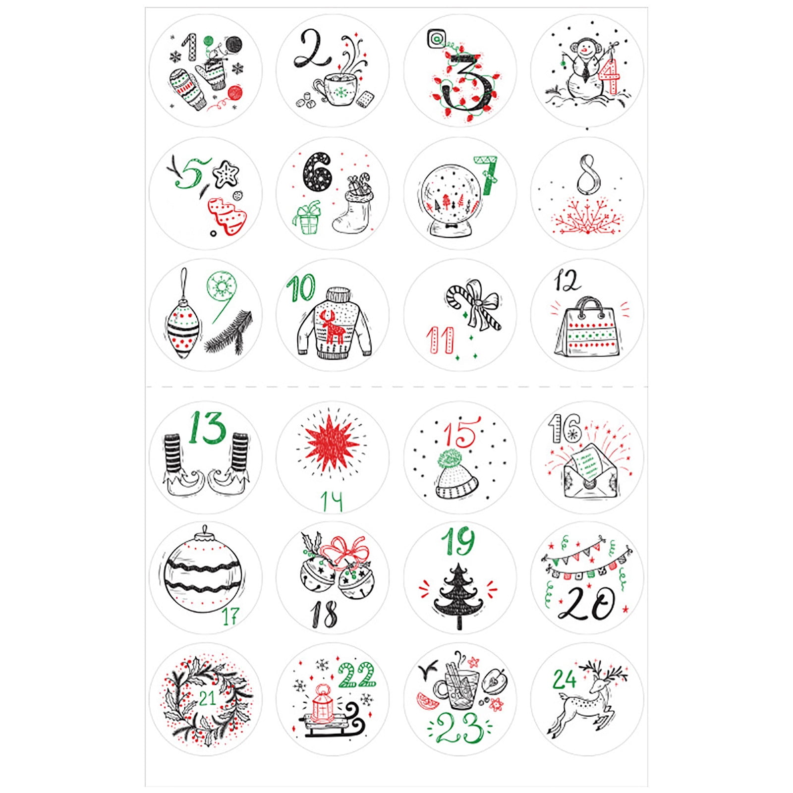 Giyblacko Christmas Advent Calendar Numbers Sticker Stickers Christmas ...