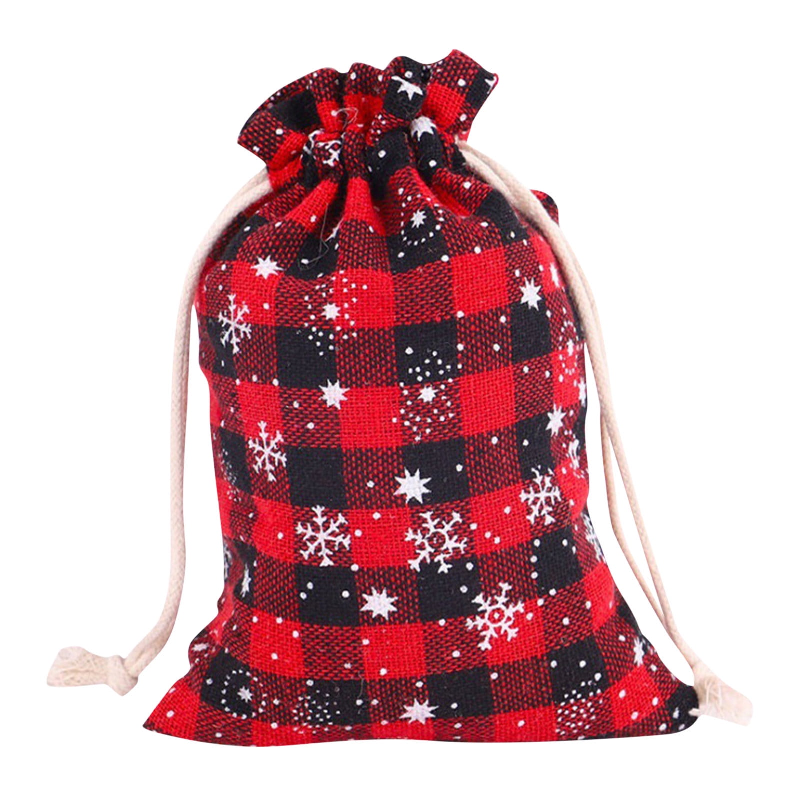 Giyblacko Christmas Gift Wrapping Paper Colth Plaid Drawstring Bag ...
