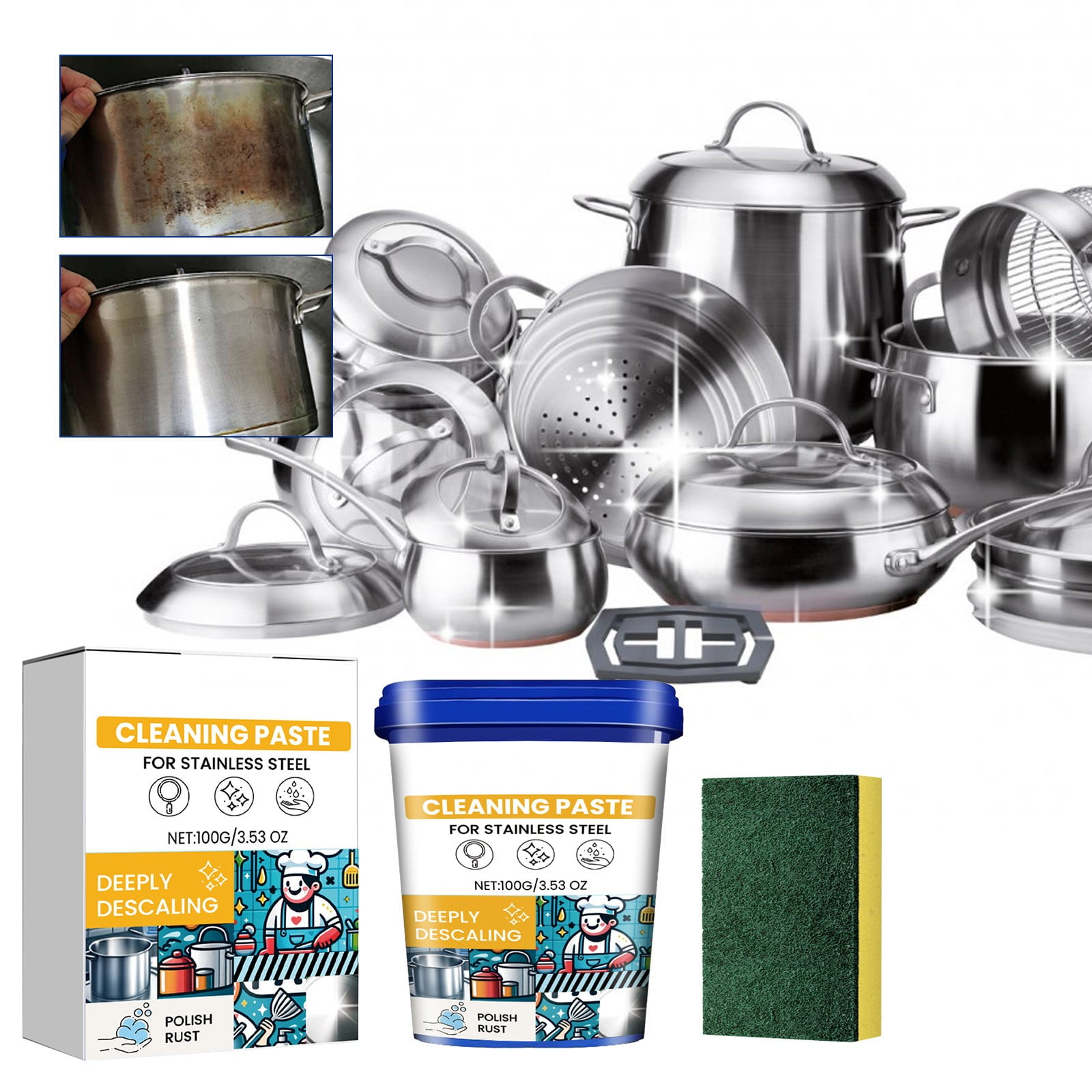 Giyblacko Cleaning Agents Stainless Steel Cookware Pots And Pans Bottom ...