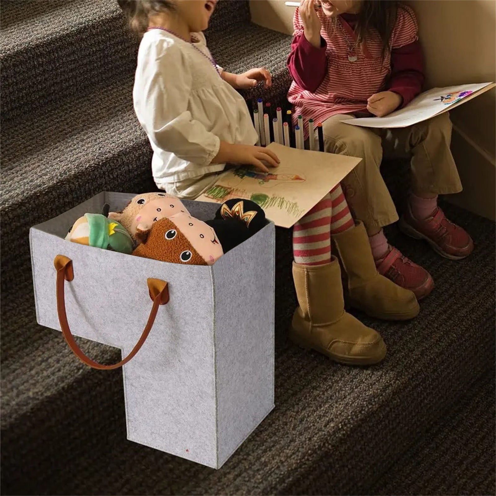 Giyblacko Storage Bag Stair Basket For Carpeted Stairs And Wooden ...