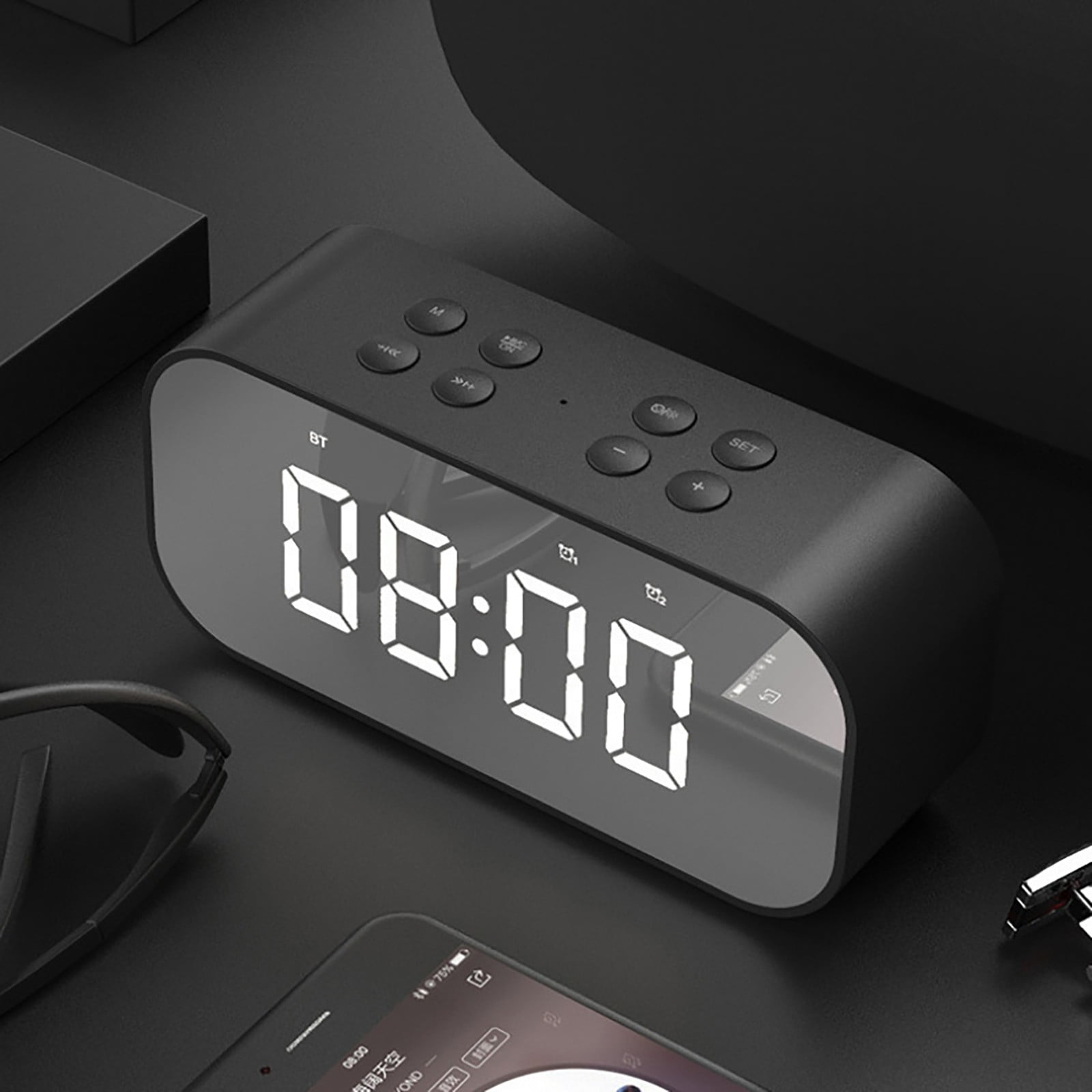 Giyblacko Clock Speaker Mini Creative Clock Portable Plug In Card Heavy ...