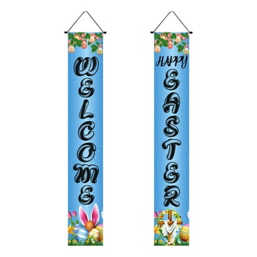 2.9 Meters Easter Banners Rabbit Shape Banners with Colorful Bowknot ...