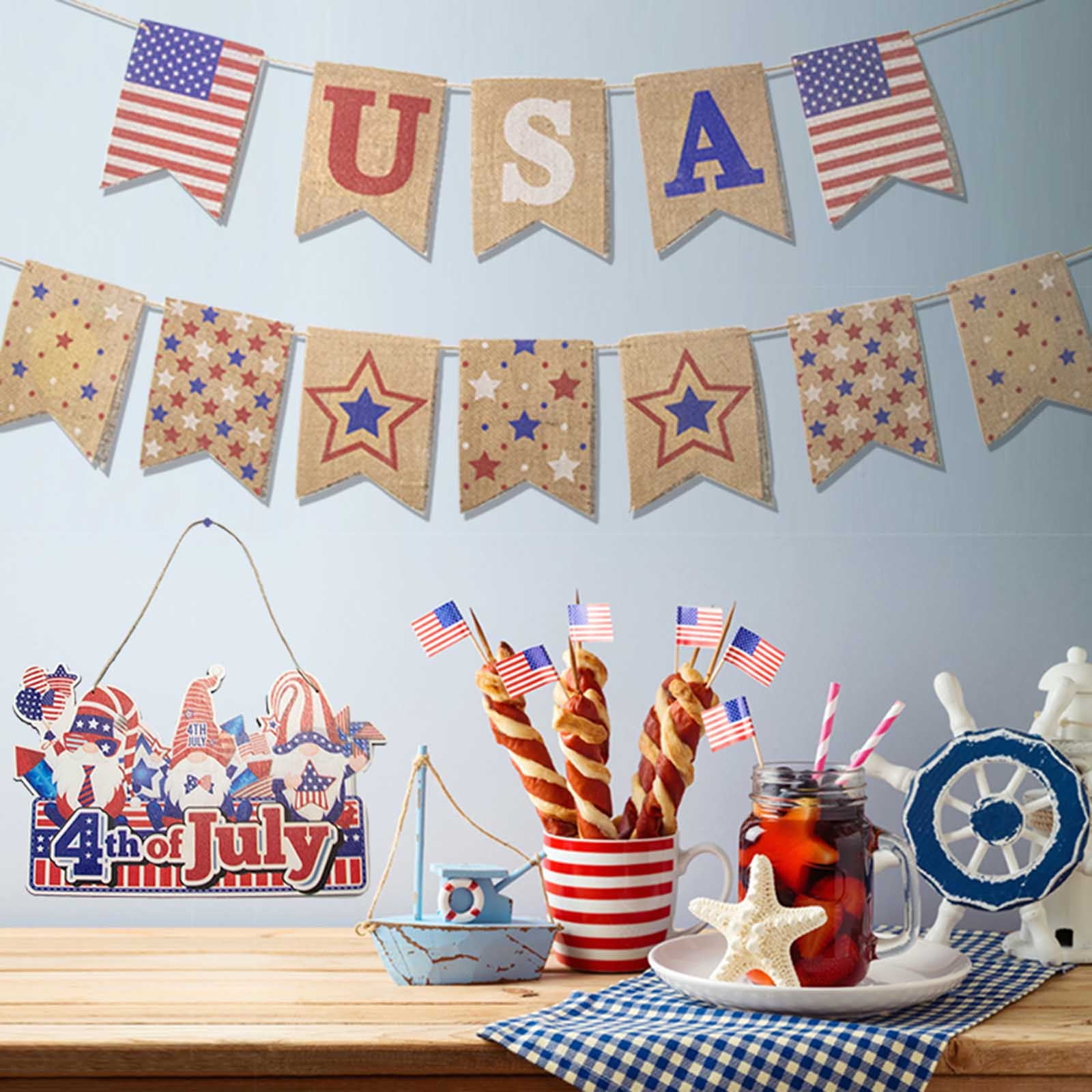 Giyblacko Flags_ Banners & AccessoriesIndependence Day Party Decoration Supplies USA Vintage ...