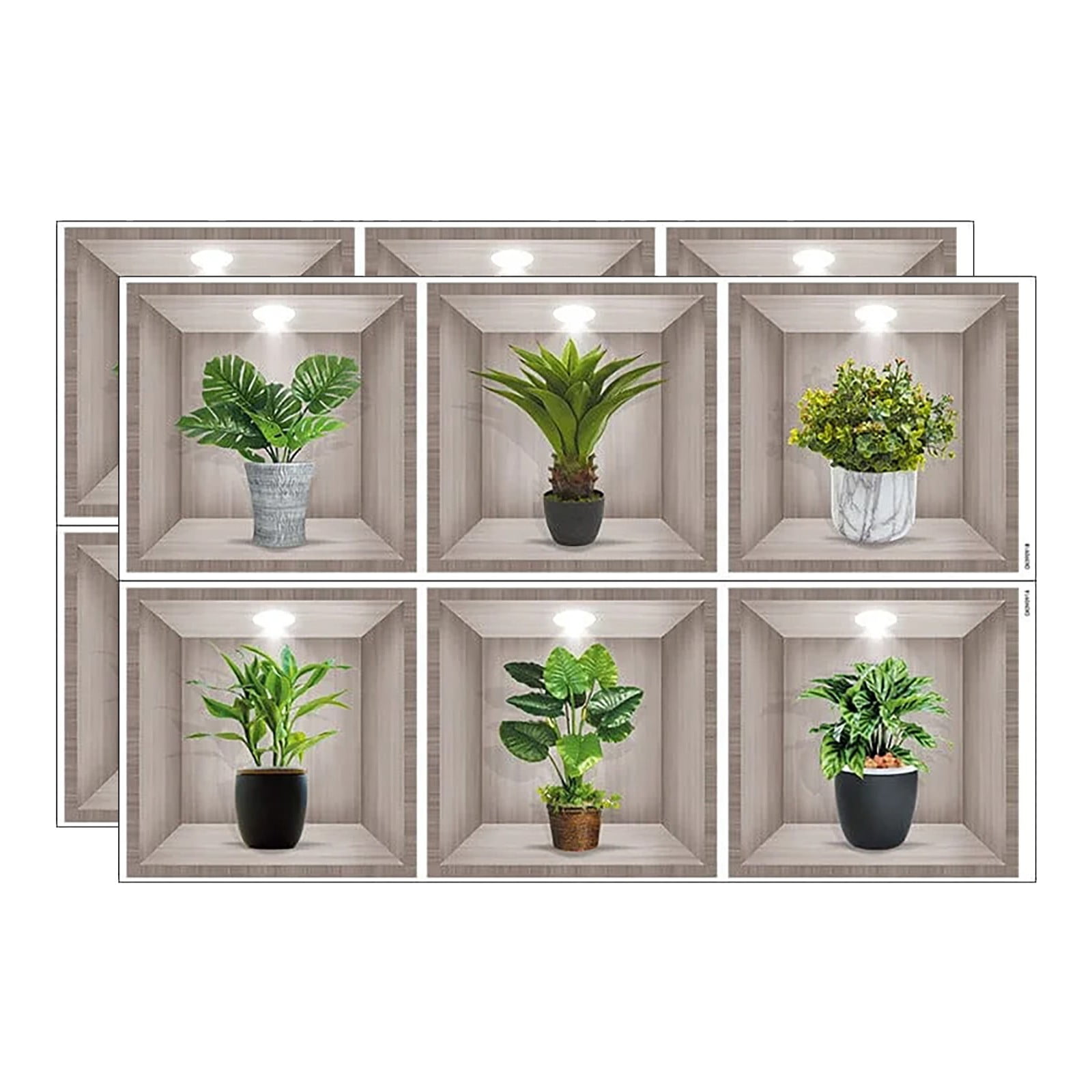 Giyblacko Flower Stickers 3D Flowers Vase Wall Sticker N Atural Green ...