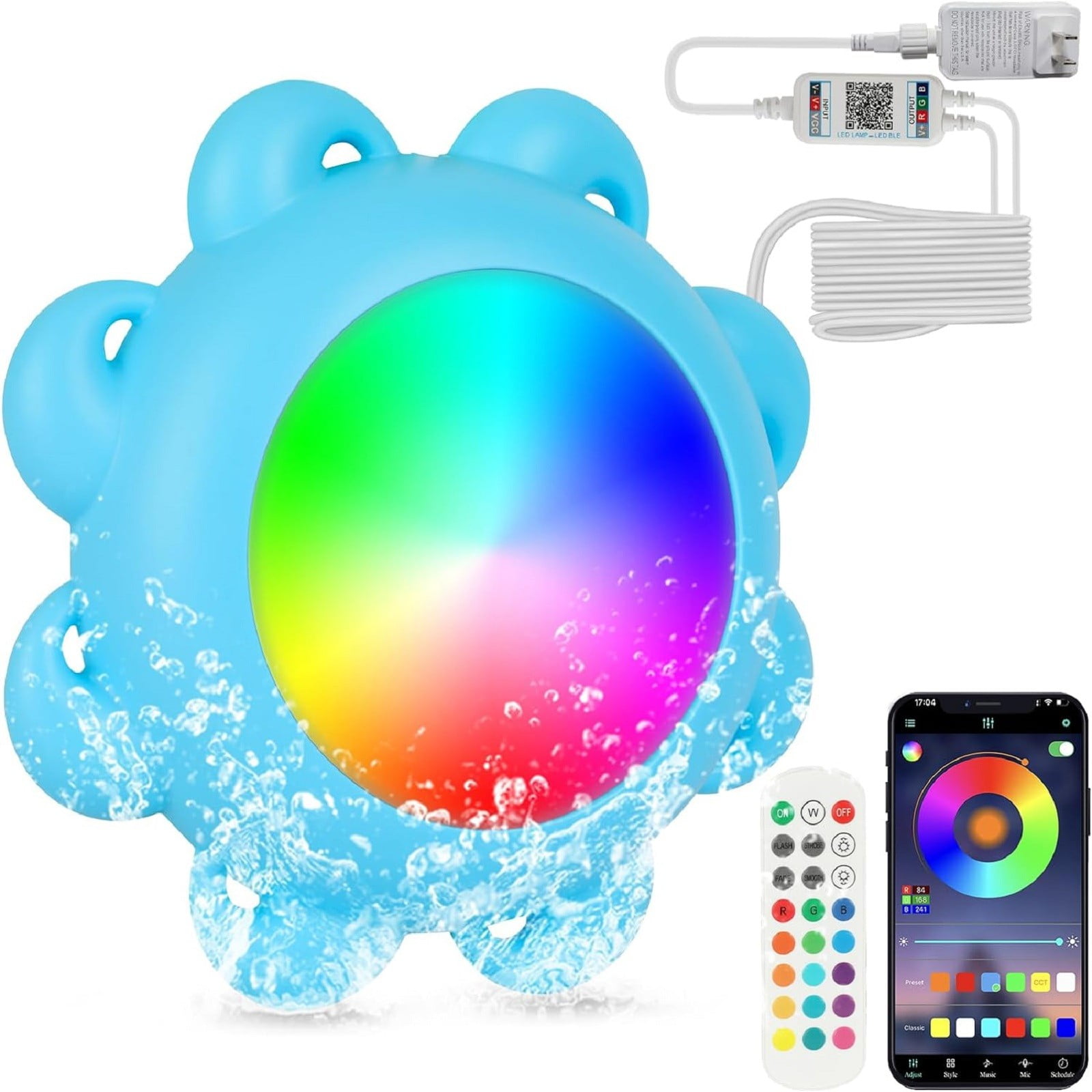 Giyblacko Garden Lamps LED Pool Lights With APP & Remote 10W RGB ...