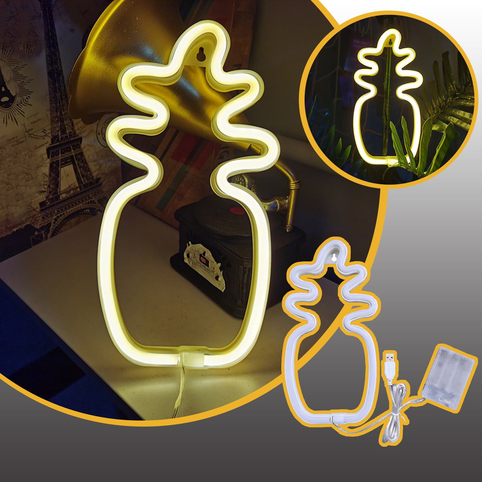 Giyblacko Party Light-up Decoration LED Pineapple Neon Signs Decor ...