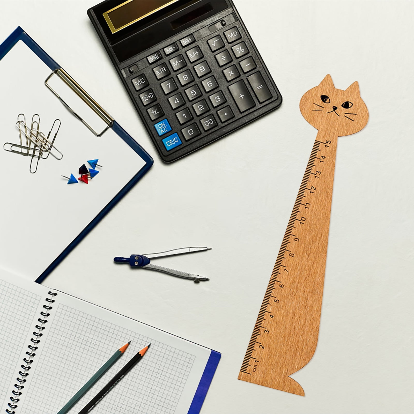 Giyblacko RulerCartoon Ruler Cat Drawing Ruler Cute Wooden Ruler Retro ...