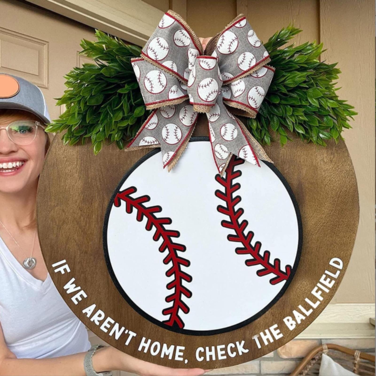 Giyblacko Welcome Sign Baseball Welcome Signs Summer Spring Door Wreath ...