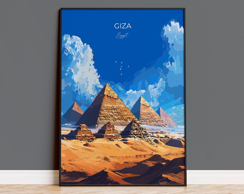 Giza Travel Poster, Travel Print Of Giza, Egypt Art Lovers Gift, Giza ...