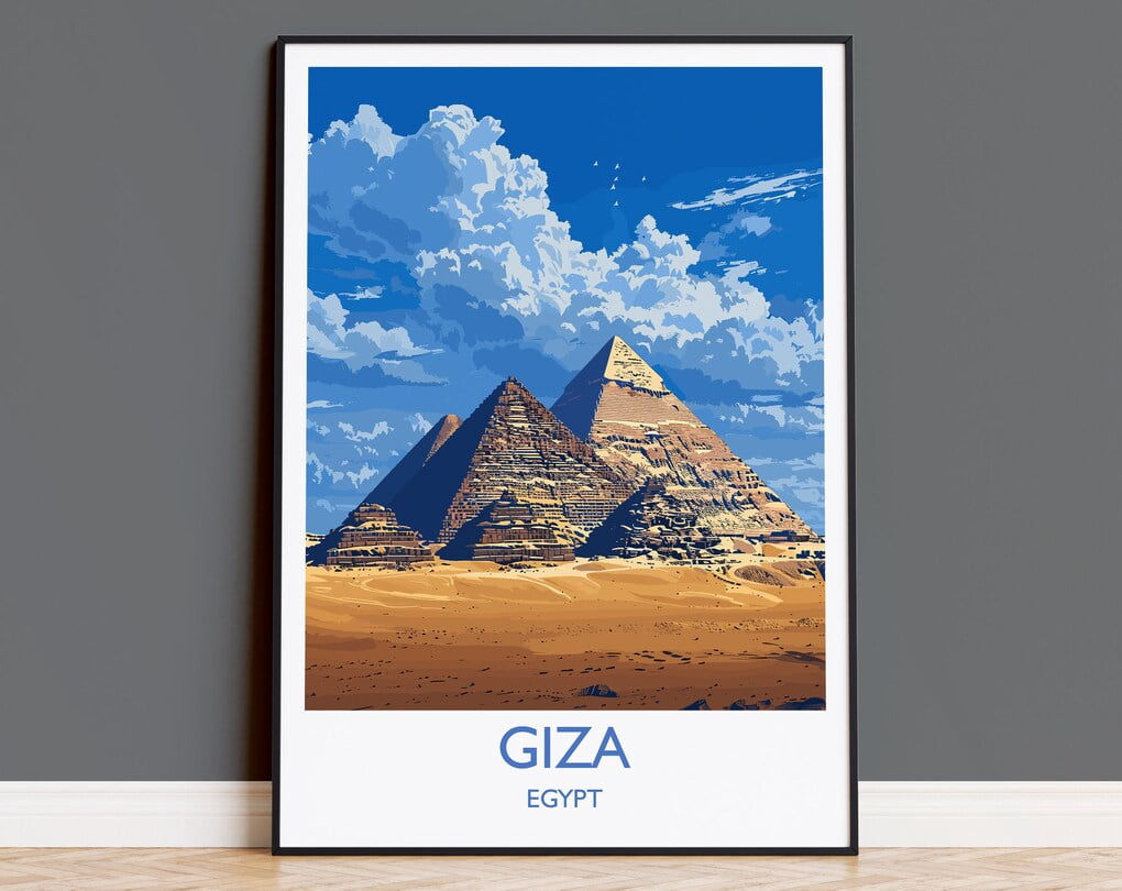 Giza Travel Print, Travel Poster Of Giza, Egypt Art Lovers Gift, Giza ...